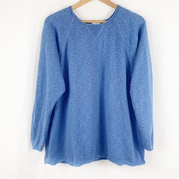 J. Jill | Sweaters | J Jill Blue Slub Cotton Pullover Sweater Xl Tall ...